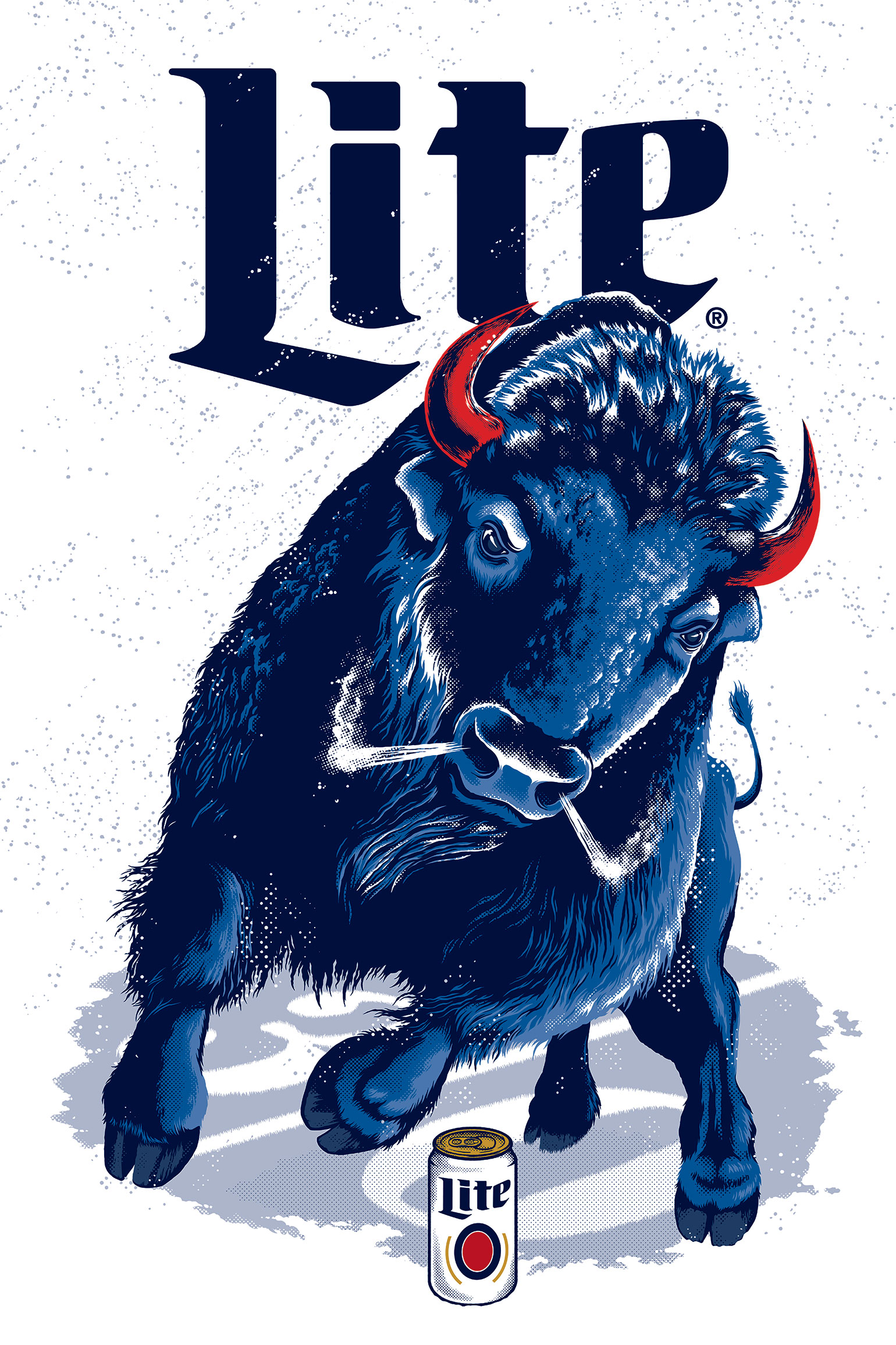 Miller Lite NFL Illustration Campaign - Ryan Lynn Design LLC