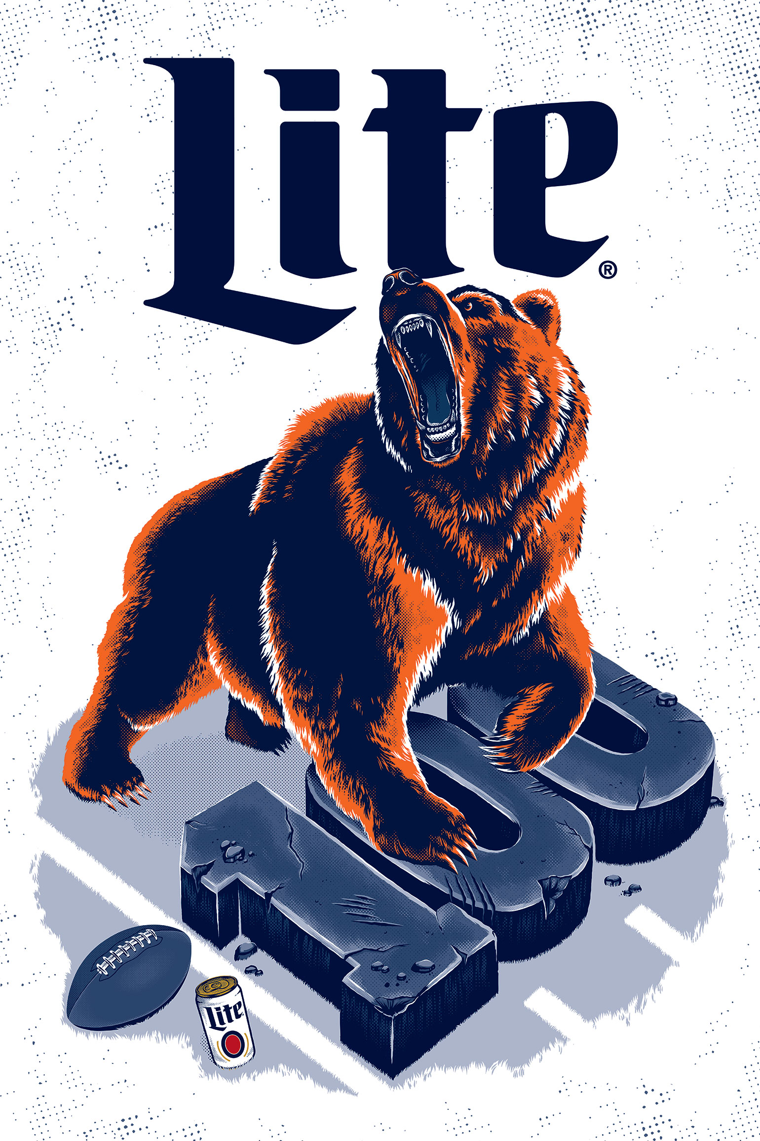 Miller Lite NFL Illustration Campaign - Ryan Lynn Design LLC