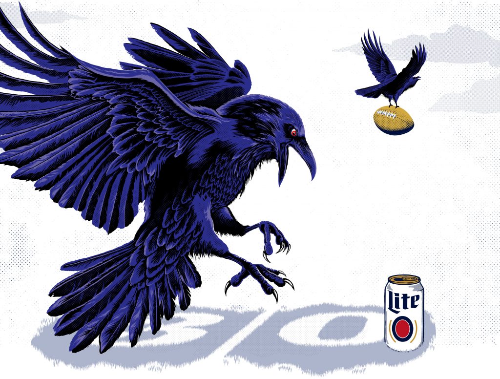 Miller Lite NFL Illustration Campaign - Ryan Lynn Design LLC