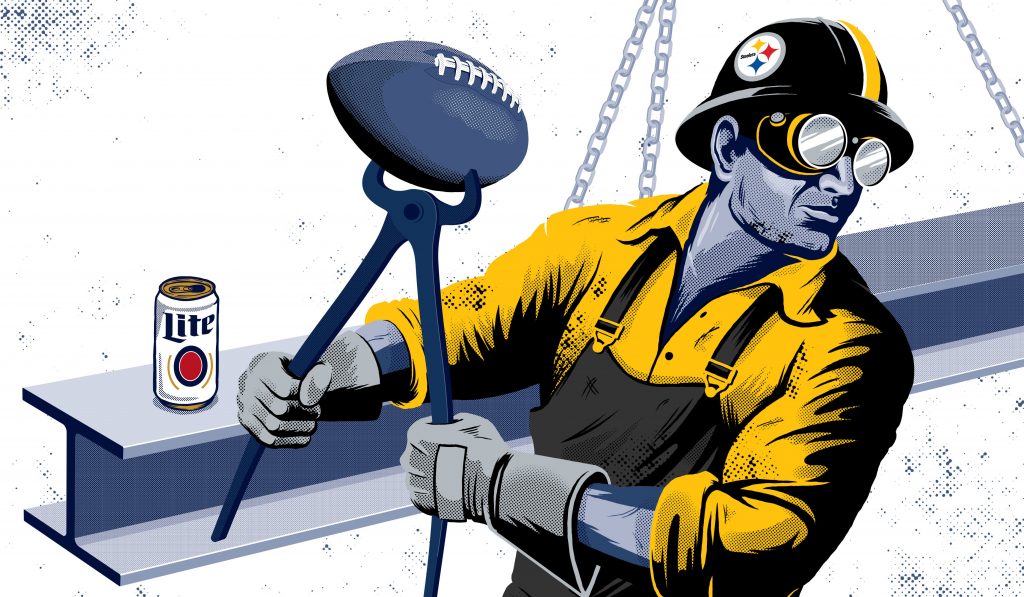 Miller Lite NFL Illustration Campaign - Ryan Lynn Design LLC